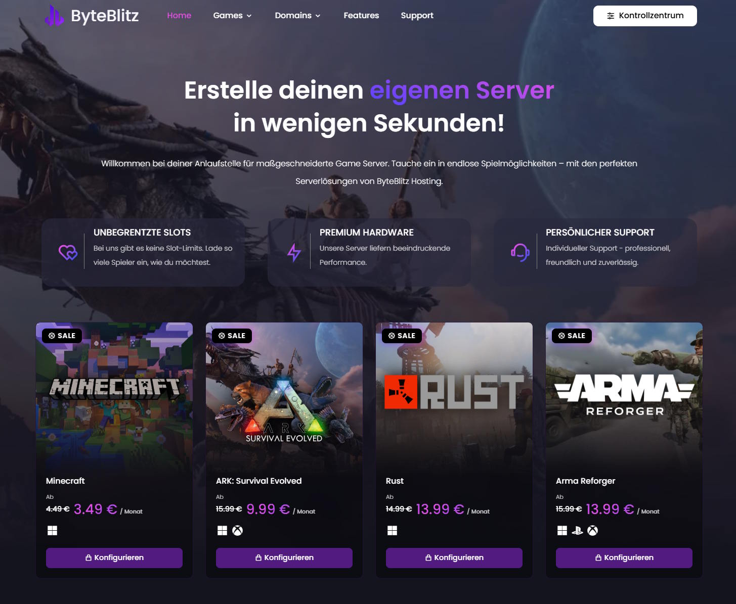 ByteBlitz.de | Premium Game-Server ab 2,49€/Monat